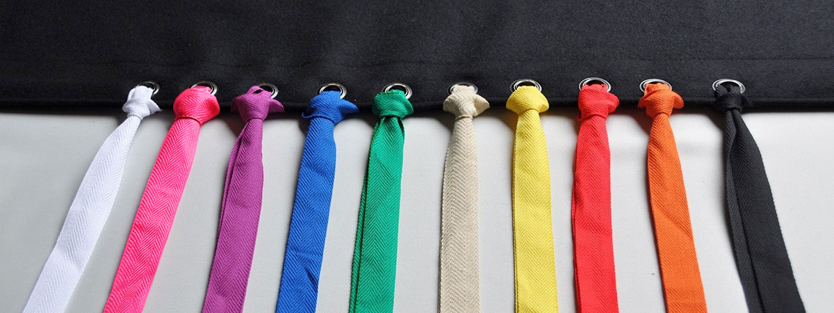 Tie Ribbon: very flexible, non-fraying, thermally cut curtain tie