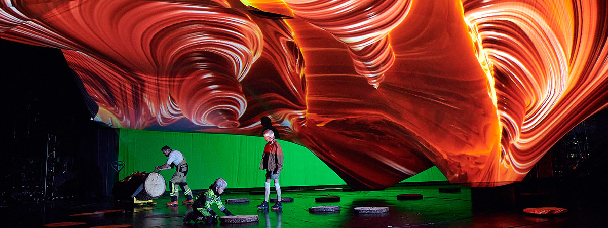 Projection on stretch fabric at Oslo National Theatre