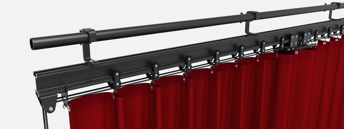 ShowTrack: I-beam curtain track for very heavy curtains.